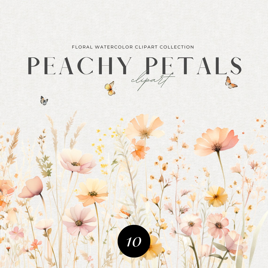 Watercolor Flower Clipart, Floral Clipart, Wildflowers Floral Clipart ...