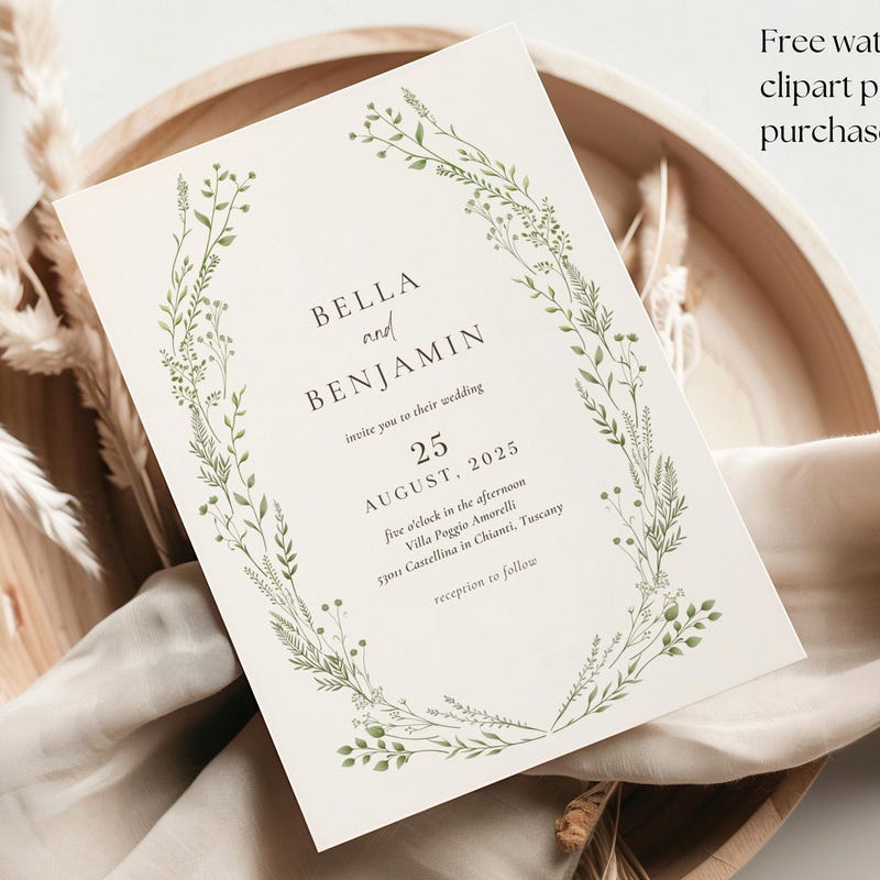 Greenery Invitation - Etsy