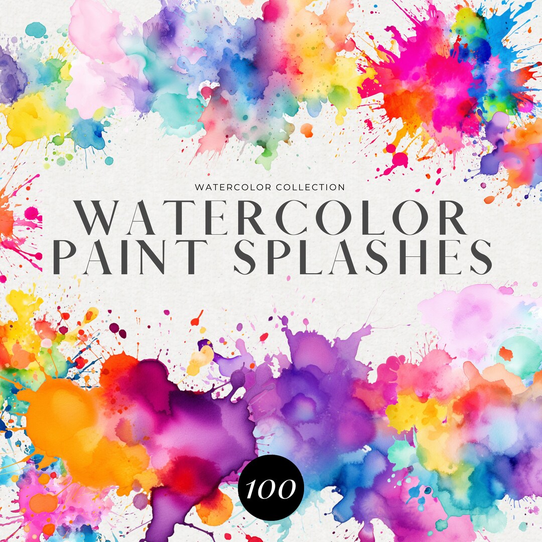 100 Watercolor Splash, Splatters, Alcohol Ink PNG, Abstract Clipart ...