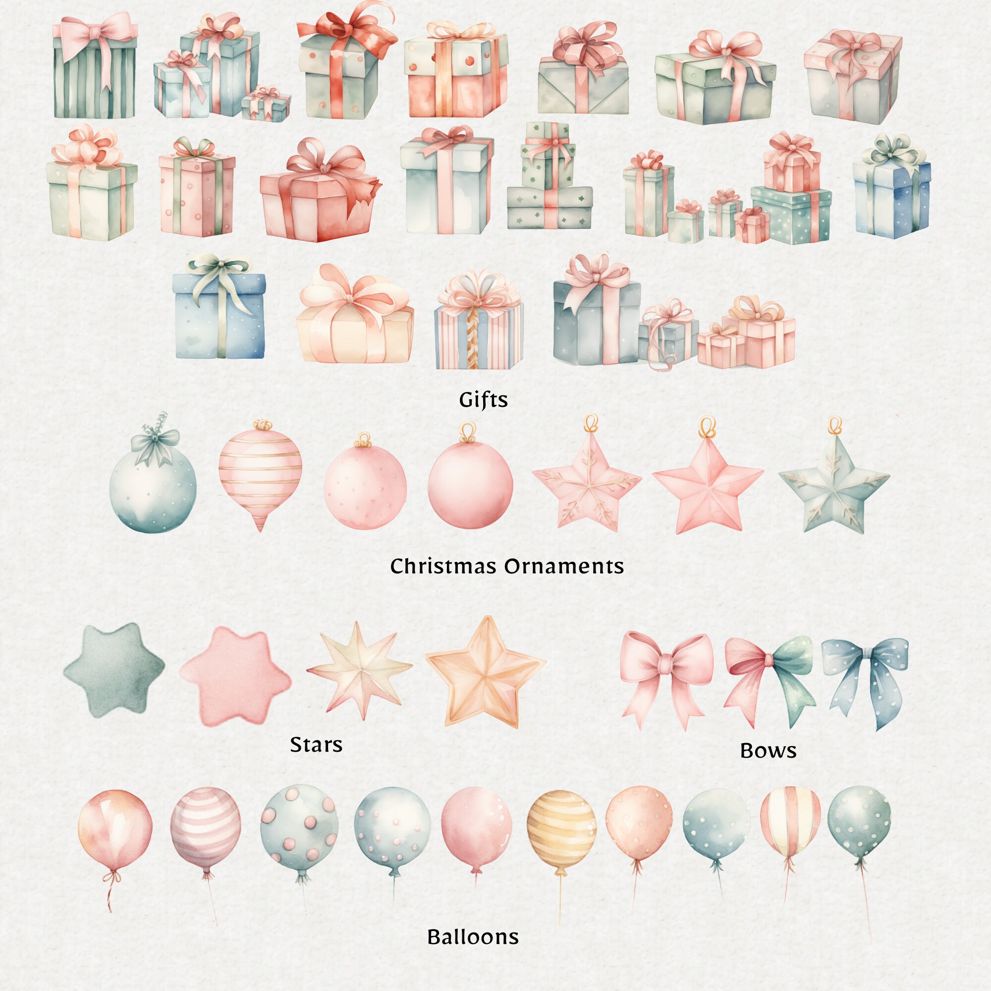 Watercolor Christmas Clipart, Christmas Clipart, 99 Watercolor ...