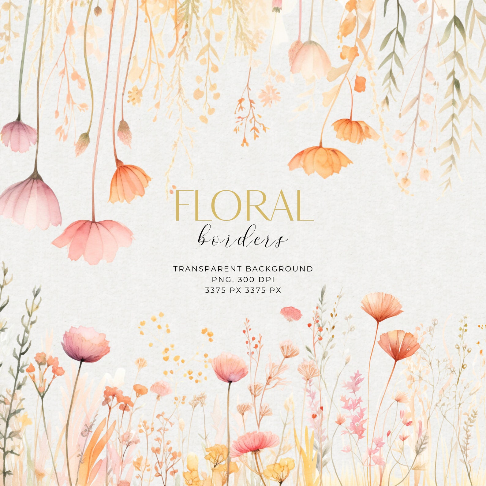 Watercolor Flower Clipart, Floral Clipart, Wildflowers Floral Clipart ...