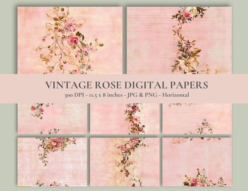 Junk Journal Pink Rose Papers, Vintage Papers, Printable Paper, Shabby ...