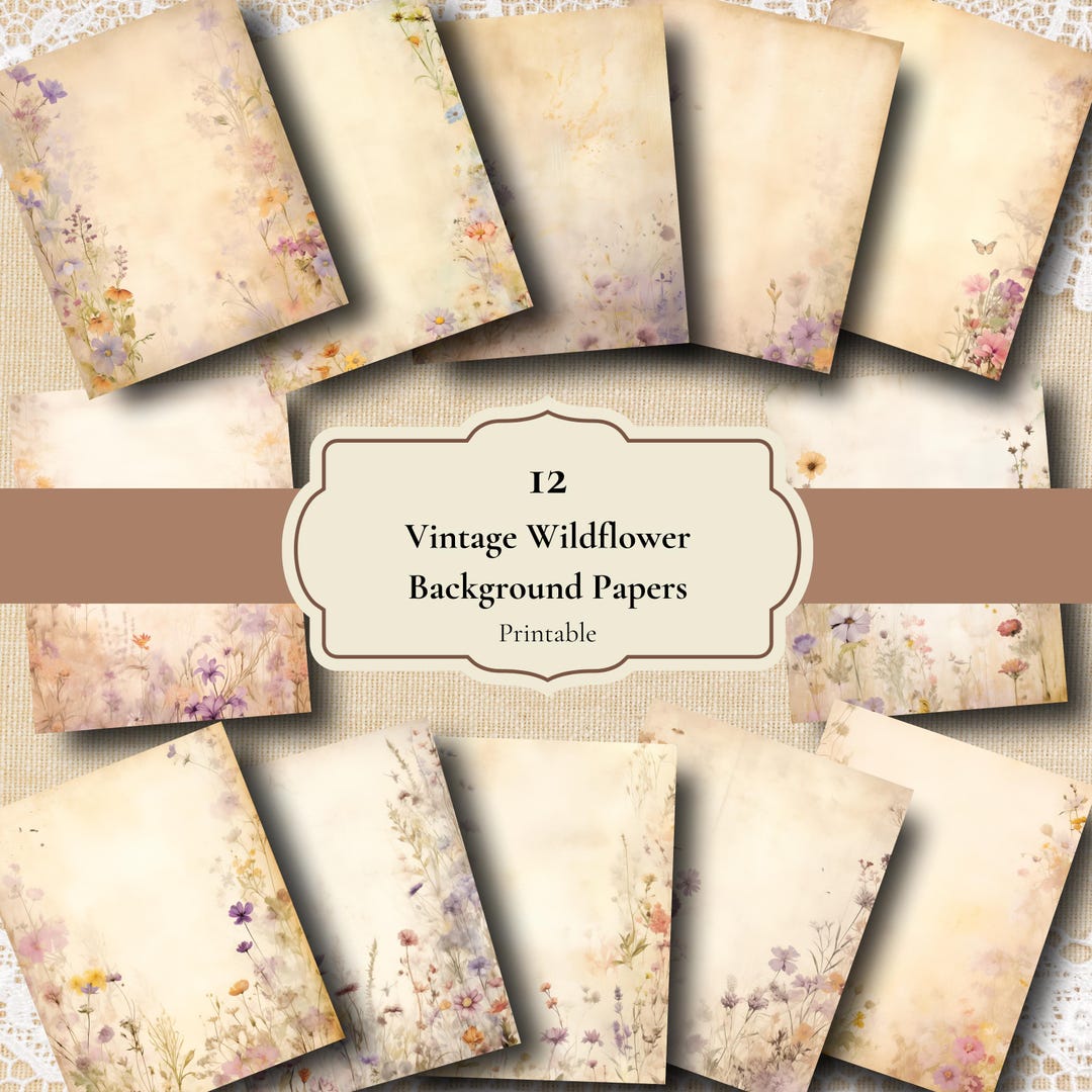 Junk Journal Wildflower Papers, Vintage Papers, Printable Paper, Shabby ...