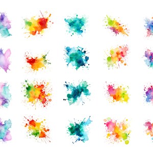100 Watercolor Splash, Splatters, Alcohol Ink PNG, Abstract Clipart ...