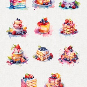 Watercolor Desserts Clipart, Watercolor Candy Clipart, Watercolor ...