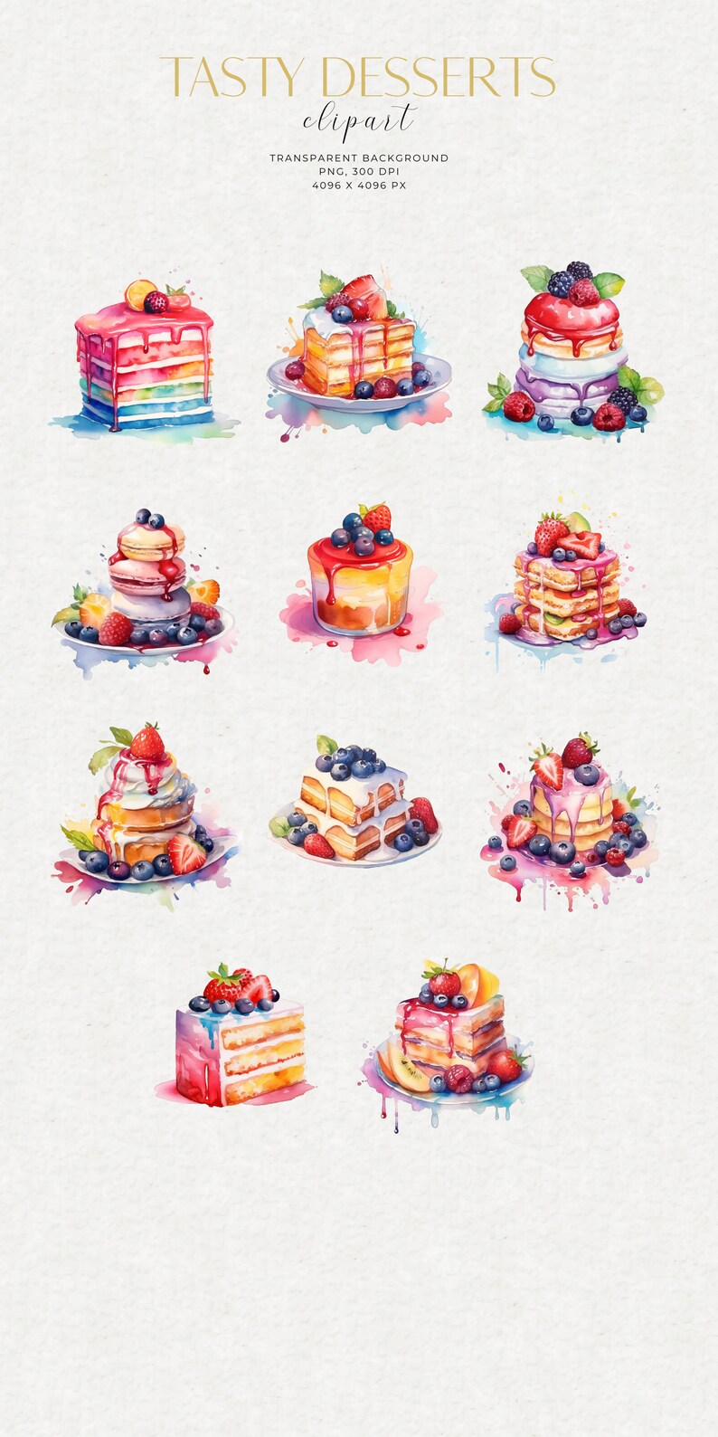 Watercolor Desserts Clipart, Watercolor Candy Clipart, Watercolor ...