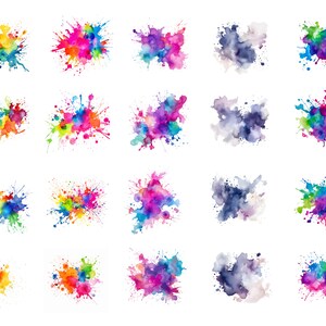 100 Watercolor Splash, Splatters, Alcohol Ink PNG, Abstract Clipart ...