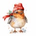 12 Christmas Robin Clipart, Printable Watercolor Clipart, Wall Art ...