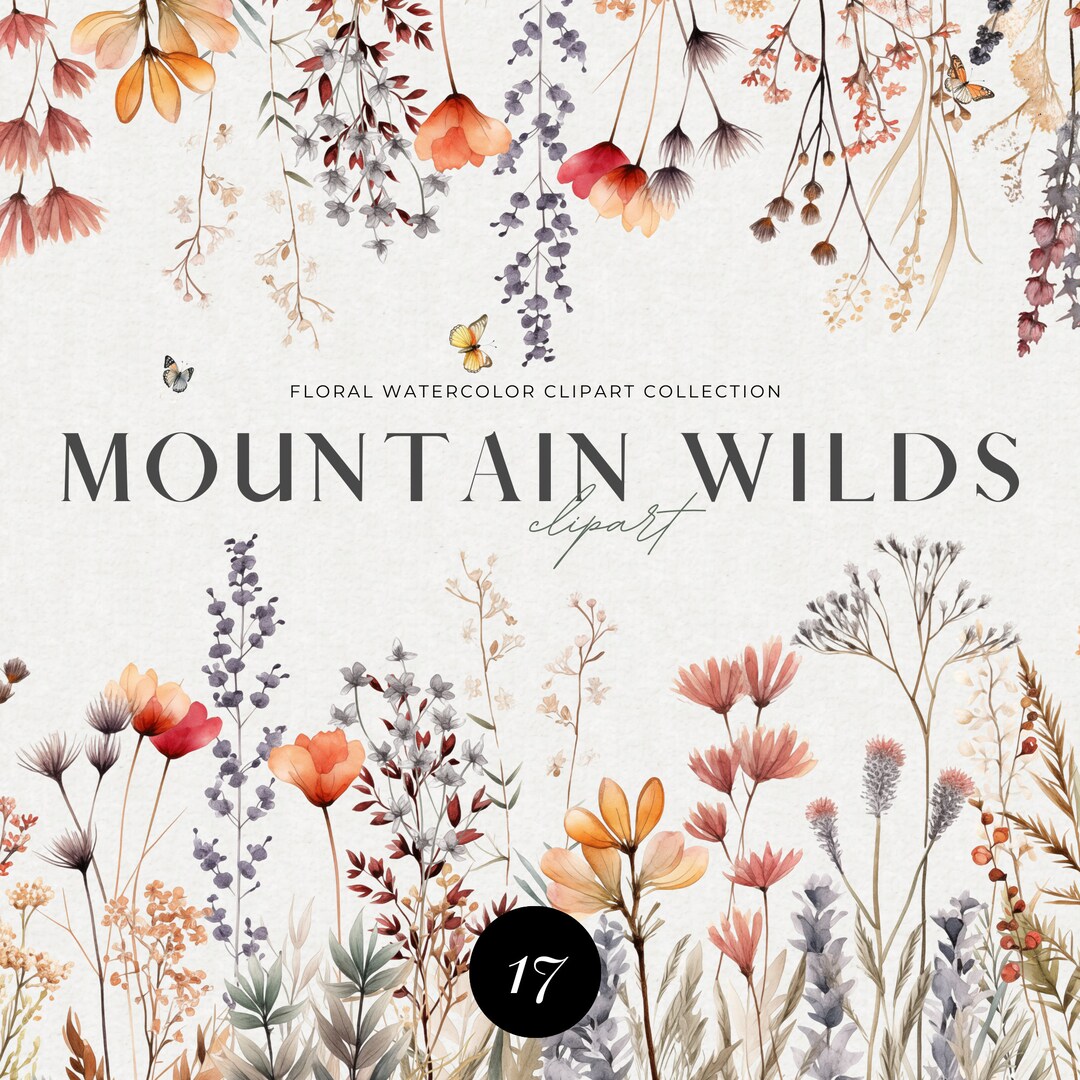 Meadow Watercolor Flower Clipart, Floral Clipart, Wildflowers Floral ...