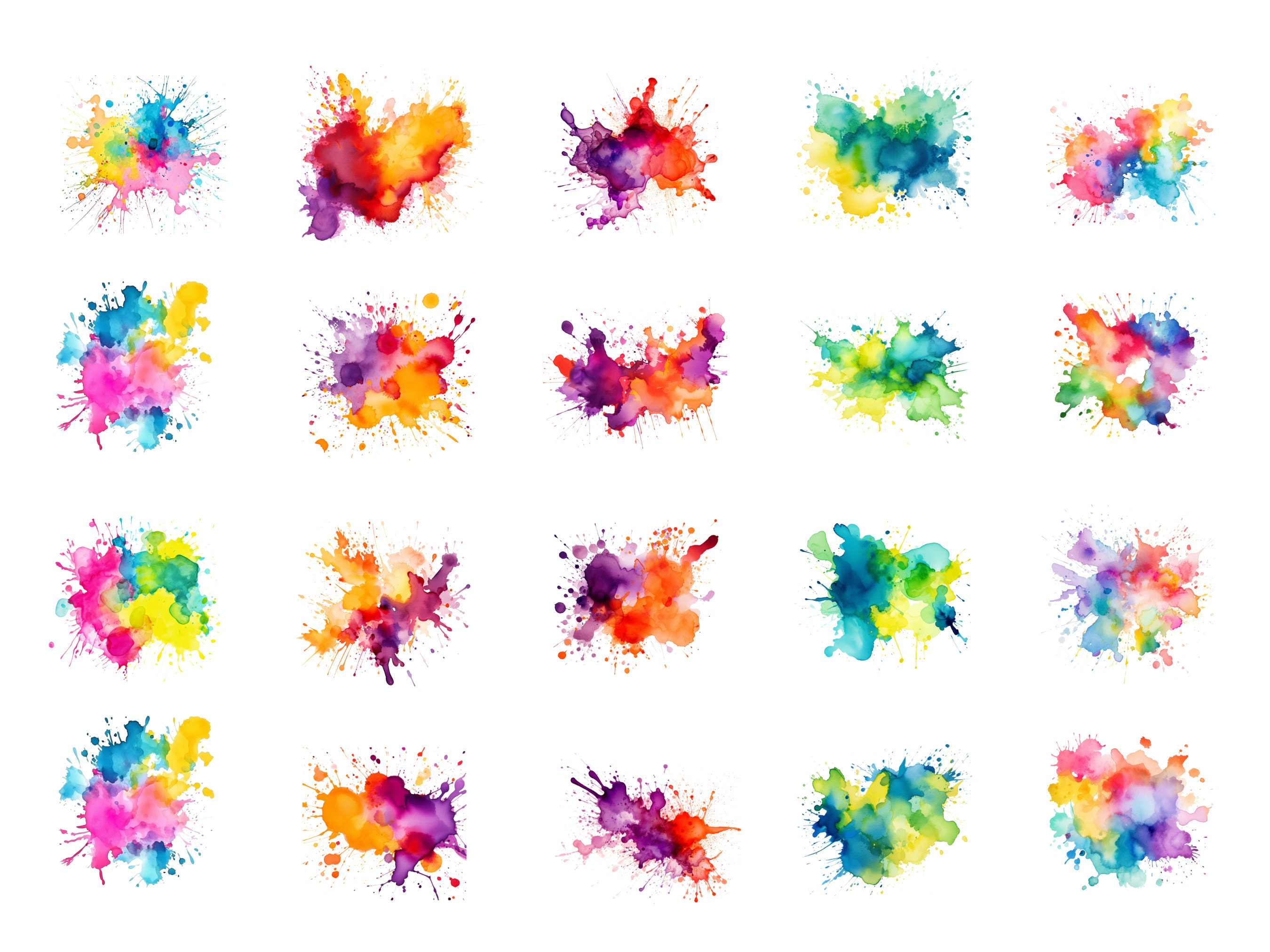 100 Watercolor Splash, Splatters, Alcohol Ink PNG, Abstract Clipart ...