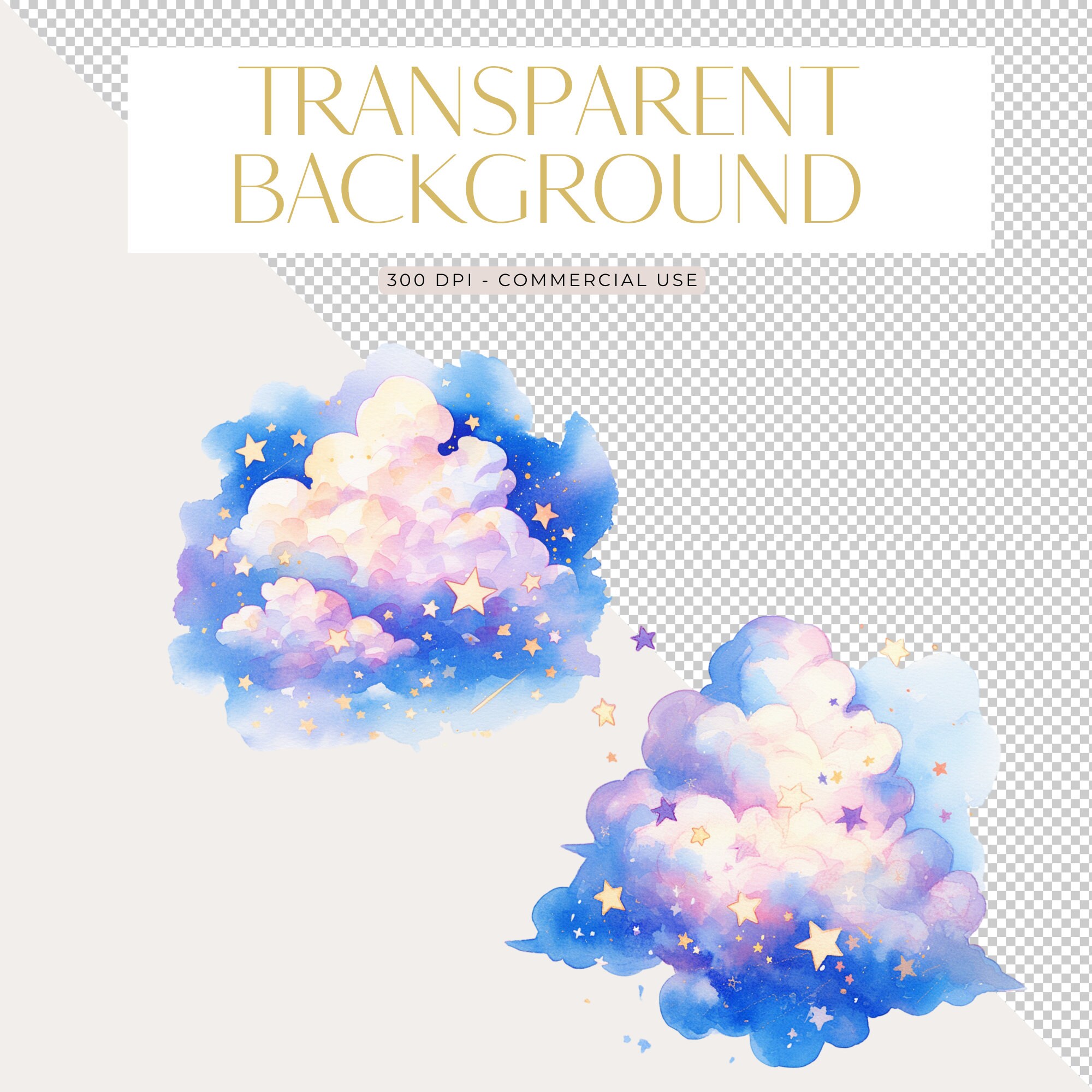 Watercolor Clouds Clipart, Sky Illustration Clipart, Pastel Clouds ...