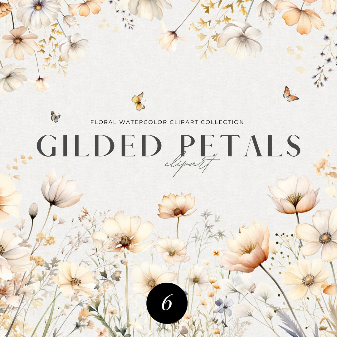 Watercolor Flower Clipart, Floral Clipart, Wildflowers Floral Clipart ...