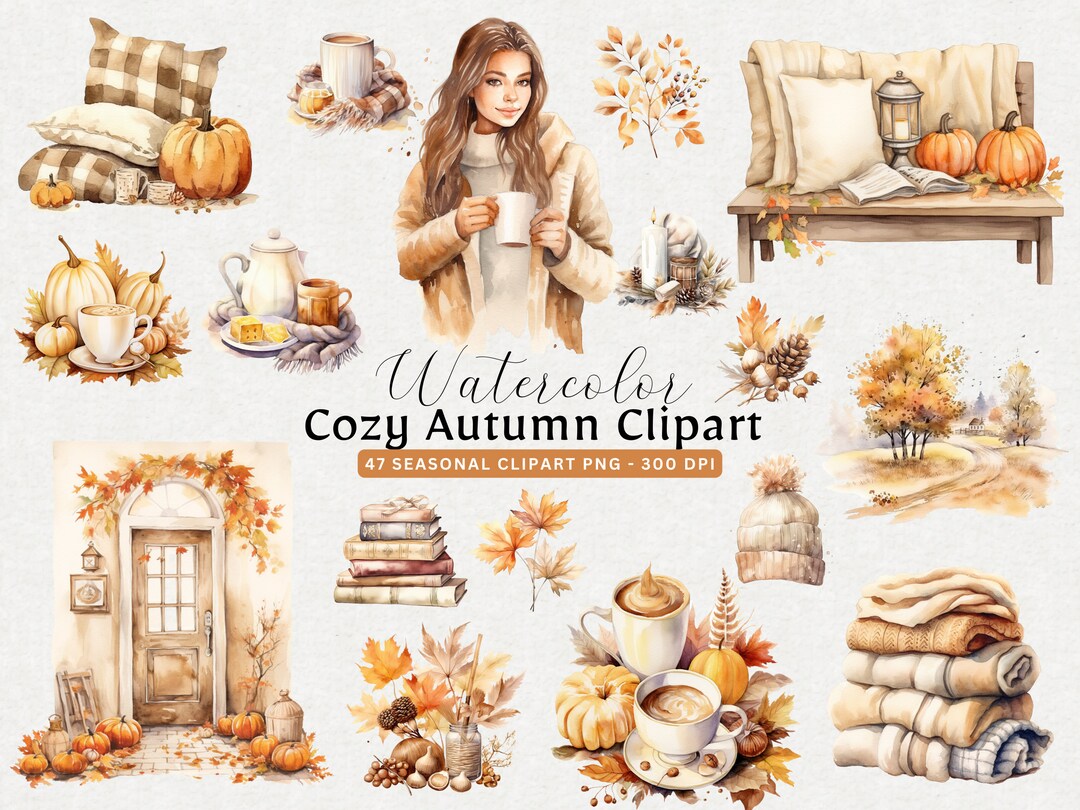 Watercolor Autumn Clipart, 47 Watercolor Autumn Illustrations Fall ...