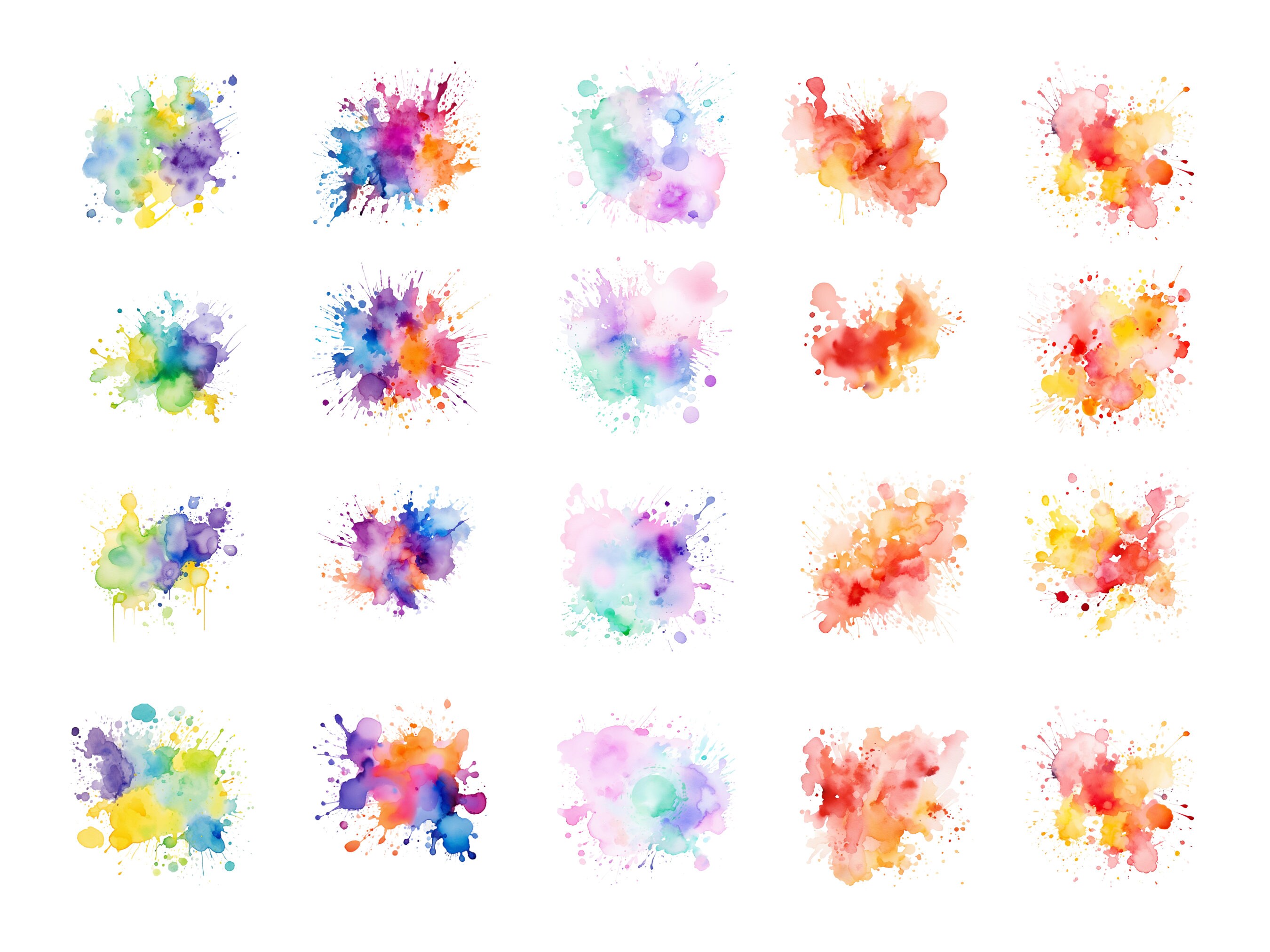 100 Watercolor Splash, Splatters, Alcohol Ink PNG, Abstract Clipart ...