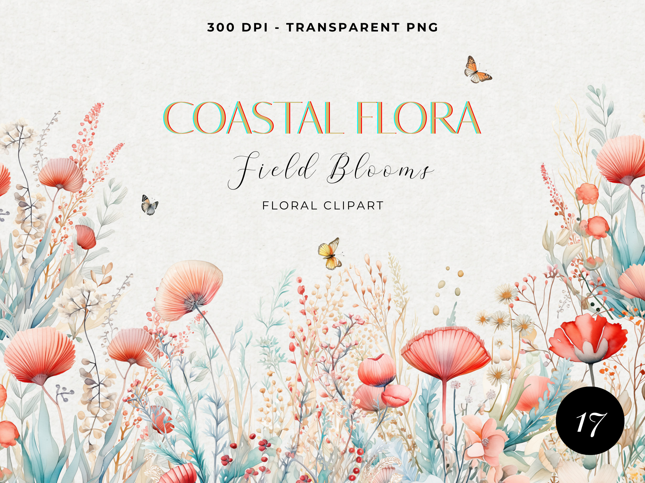 Meadow Watercolor Flower Clipart Floral Clipart Wildflowers - Etsy