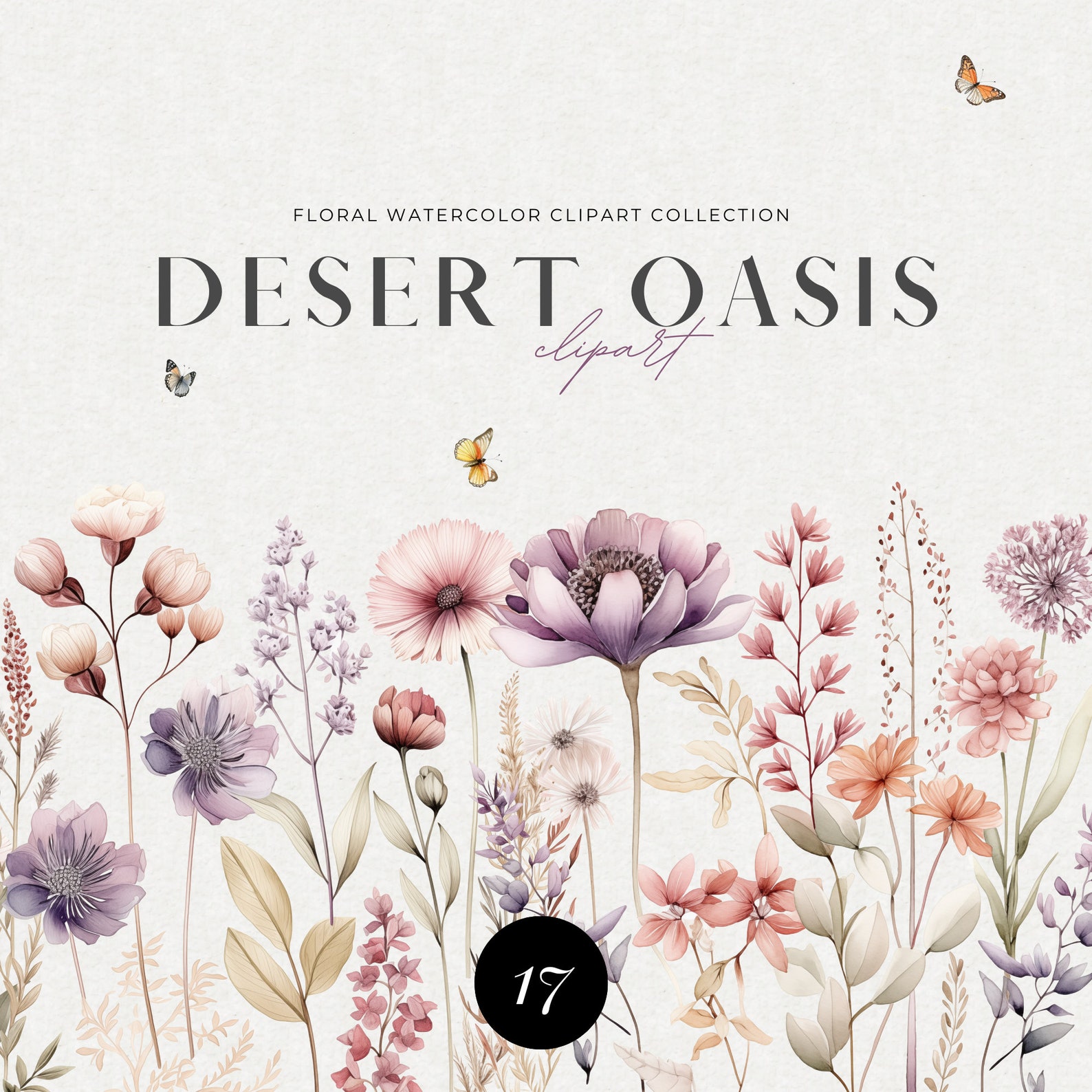 Meadow Watercolor Flower Clipart, Floral Clipart, Wildflowers Floral ...