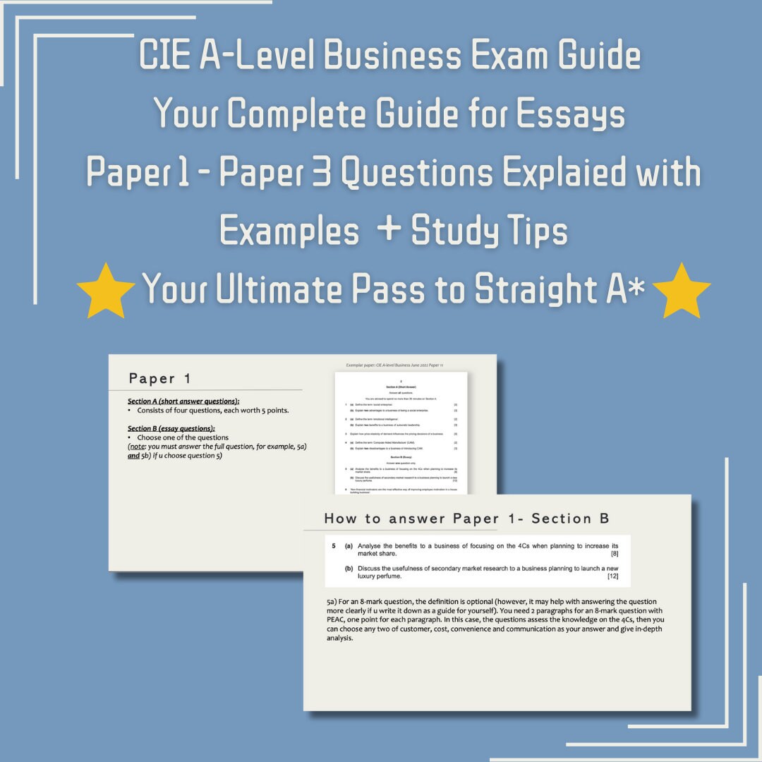 Alevel Business Exam Notes Essay Guides Paper 1 Paper 3 - Etsy