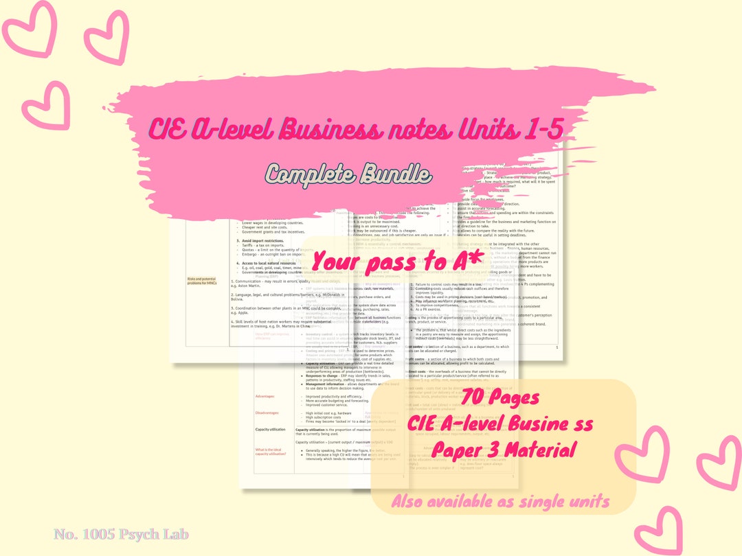 CIE A-level Business Notes Complete Bundle Paper 3 Material A2 - Etsy