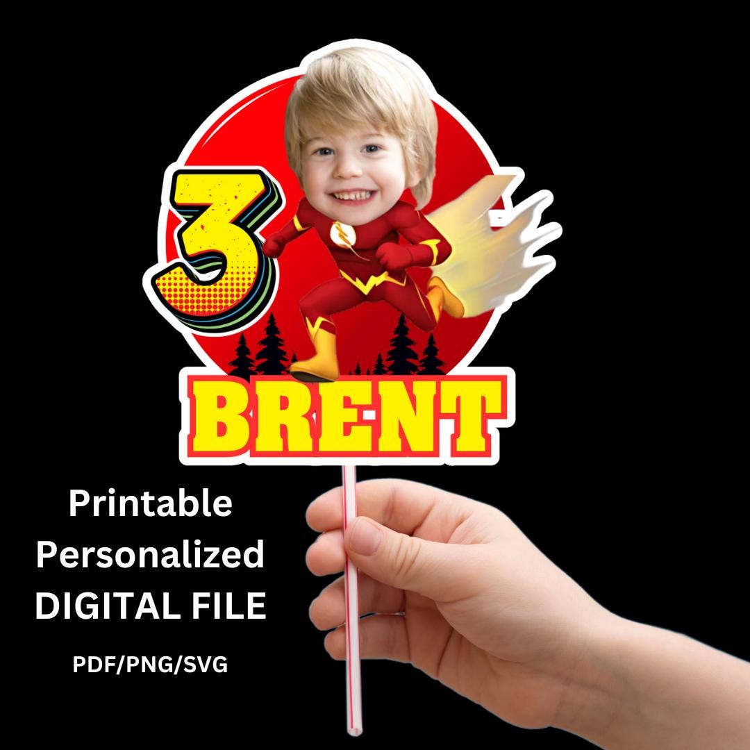 The Flash Cake Topper Printable, Boys Birthday Lightning Theme ...