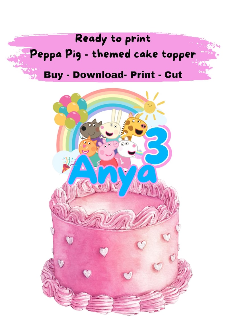 Printable Cake Topper Peppa Pig Cake Topper Editable Printable ...