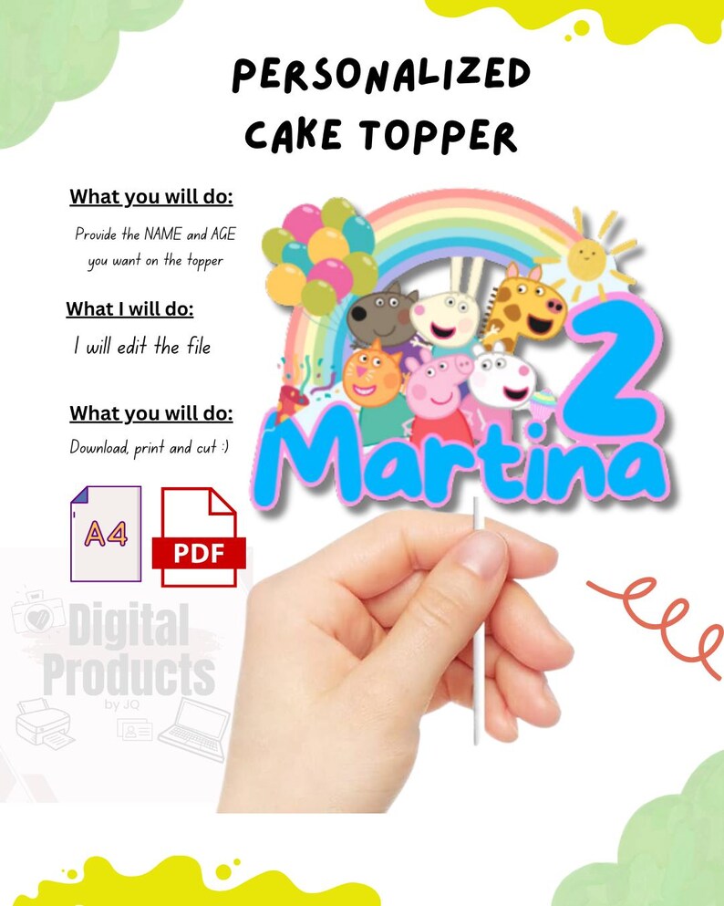 Printable Cake Topper Peppa Pig Cake Topper Editable Printable ...