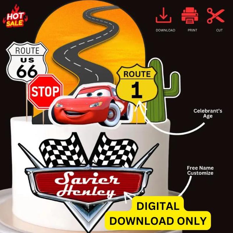Cars Cake Topper Png - Etsy