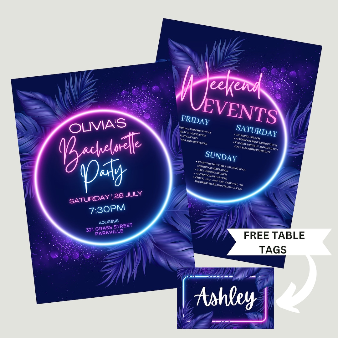 Neon Jungle Hens Party - Pink & Purple Tropical Fun - Etsy