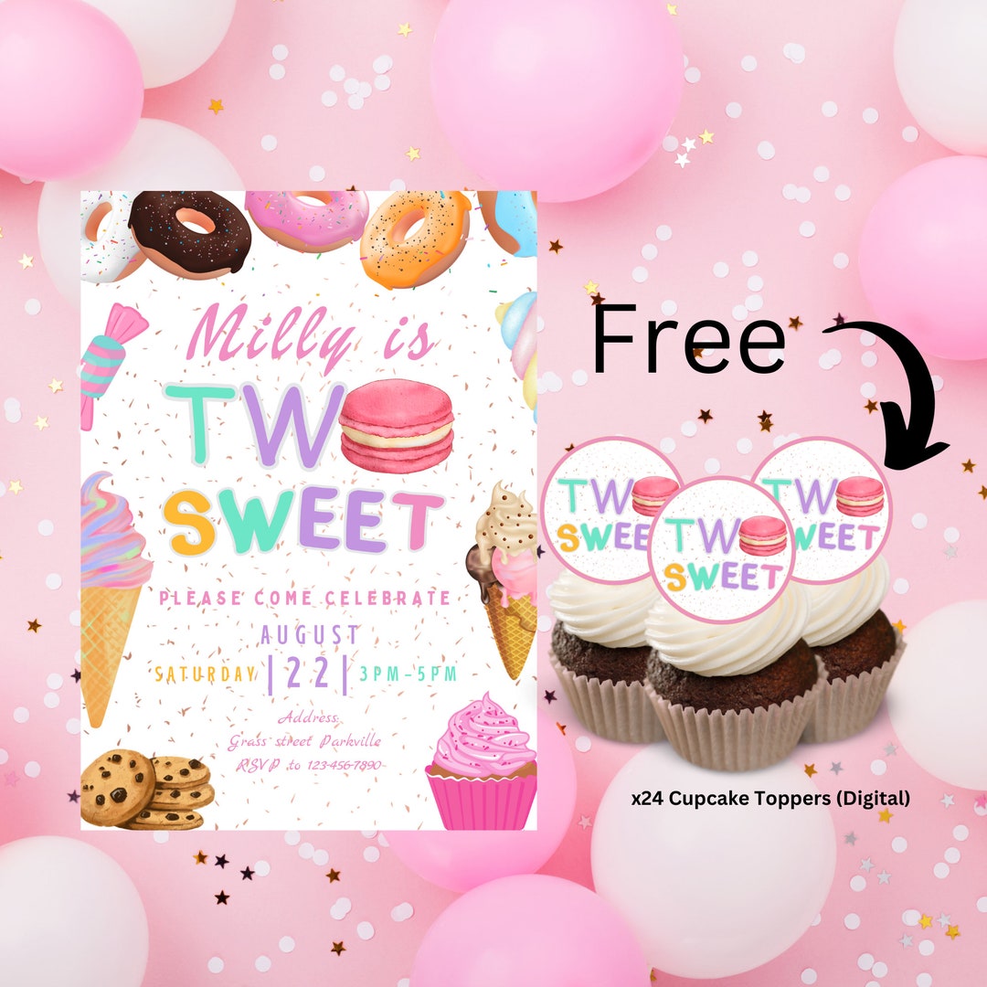 Candy Joy 2nd Two Sweet Bash - Digital Birthday Invitations - Etsy