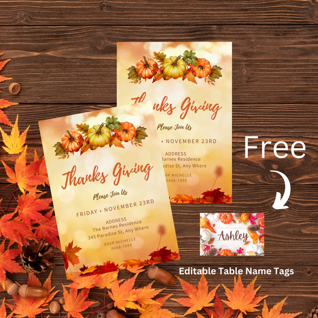 Thanks Giving Harvest Feast Invitation - Etsy