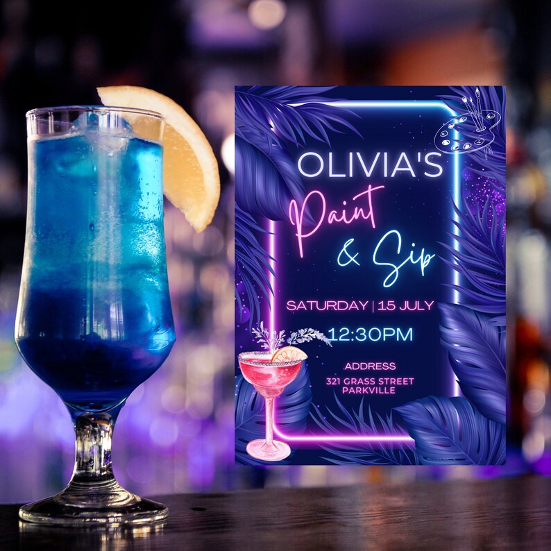 Sip Invitation for Paint & Sip Party Let's Pour and Paint - Etsy
