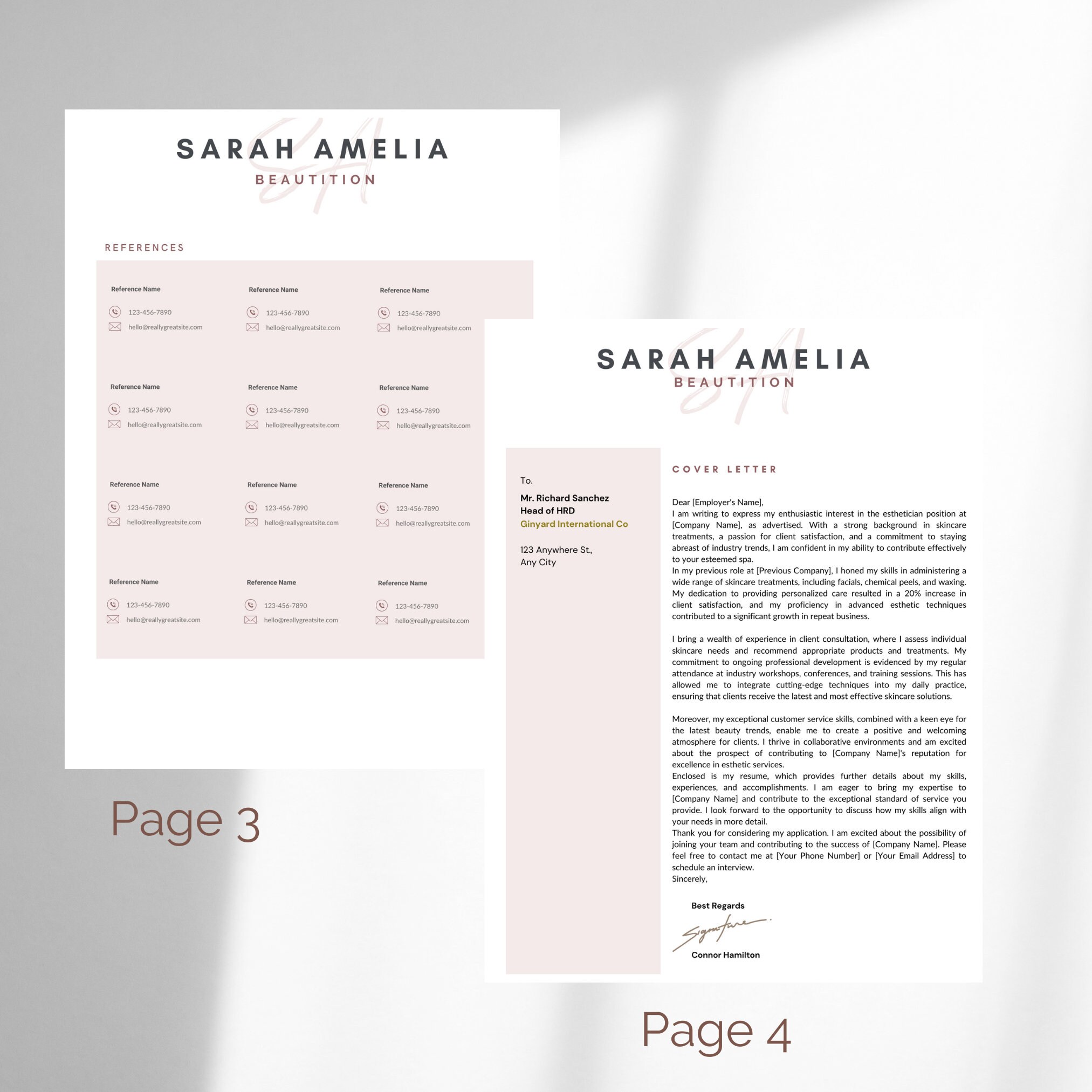 Esthetician Beauty CV, Modern Resume, Stylist & Makeup Artist Template ...