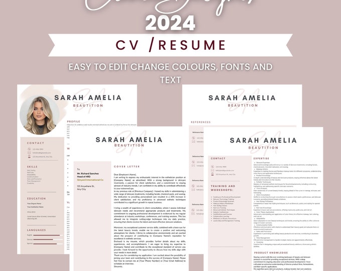 Makeup Artist Resume, Resume Templates, Rose Gold Template, Beauty ...