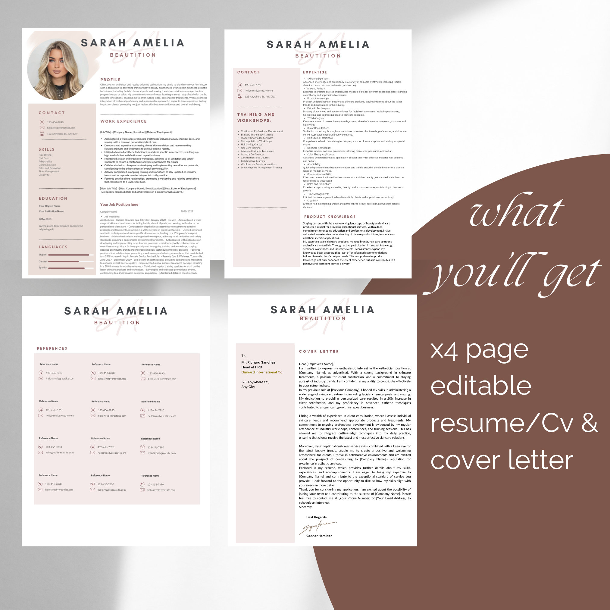Esthetician Beauty CV, Modern Resume, Stylist & Makeup Artist Template ...