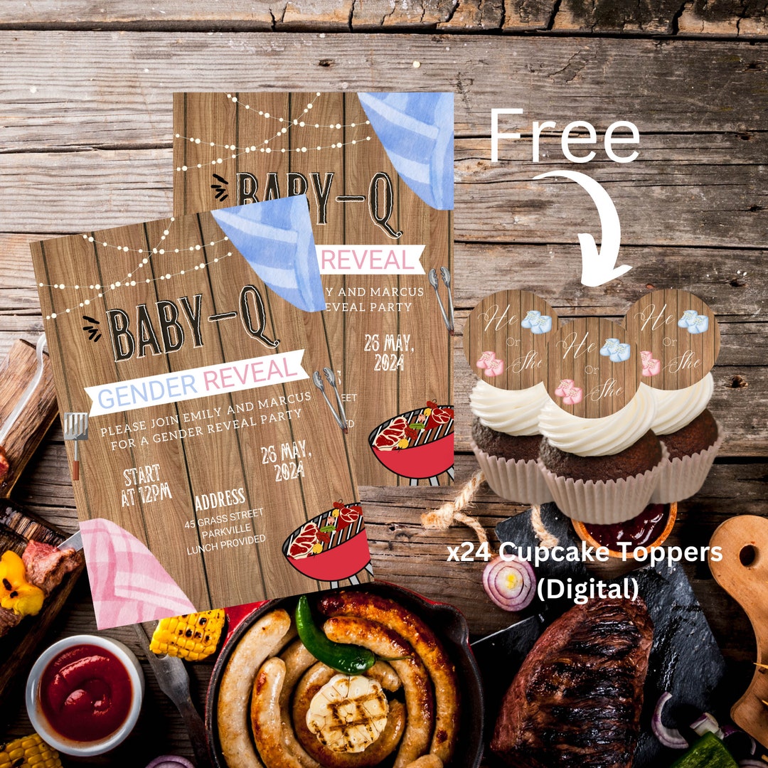 BBQ Baby-q Invite - Gender Reveal Digital Invitation - Etsy
