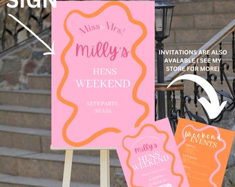 Unique Hens Party Welcome Sign Template Printable Bachelorette Party ...