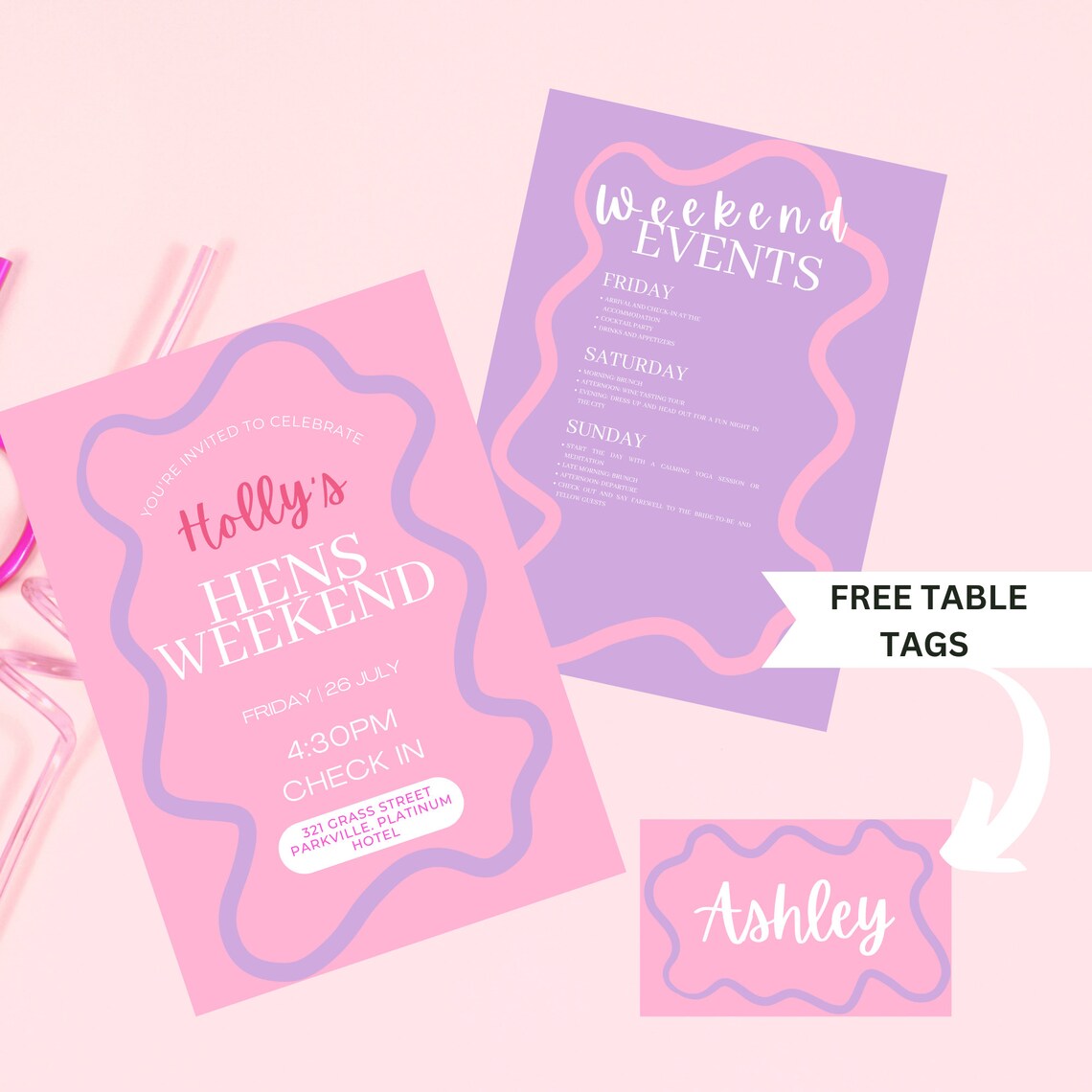 Pink & Purple Bash - Bachelorette Party Invite - Etsy