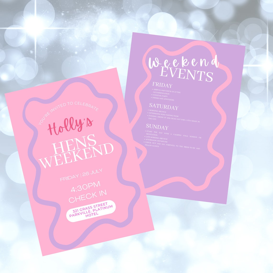 Pink & Purple Bash - Bachelorette Party Invite - Etsy