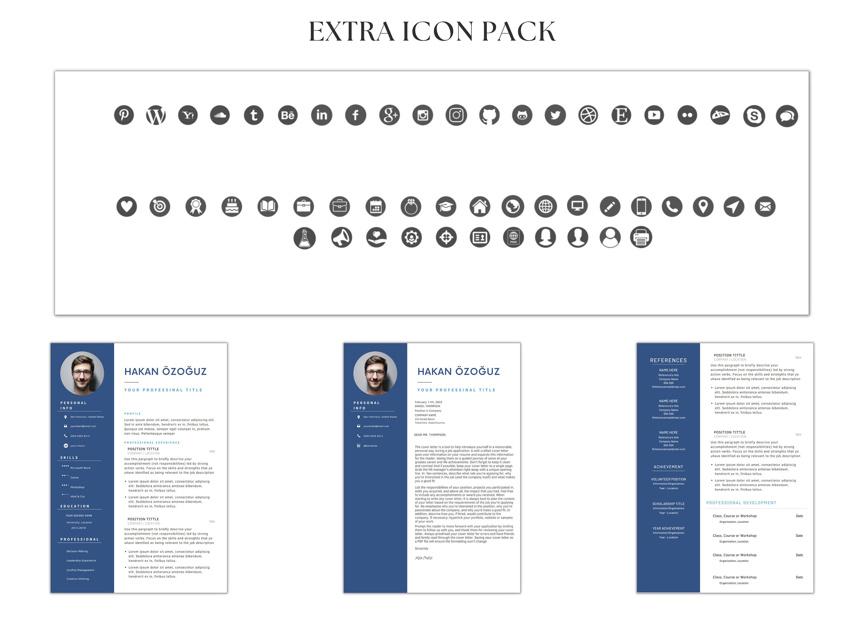 Resume Template, Professional Modern 5 Page Resume Template for Word ...