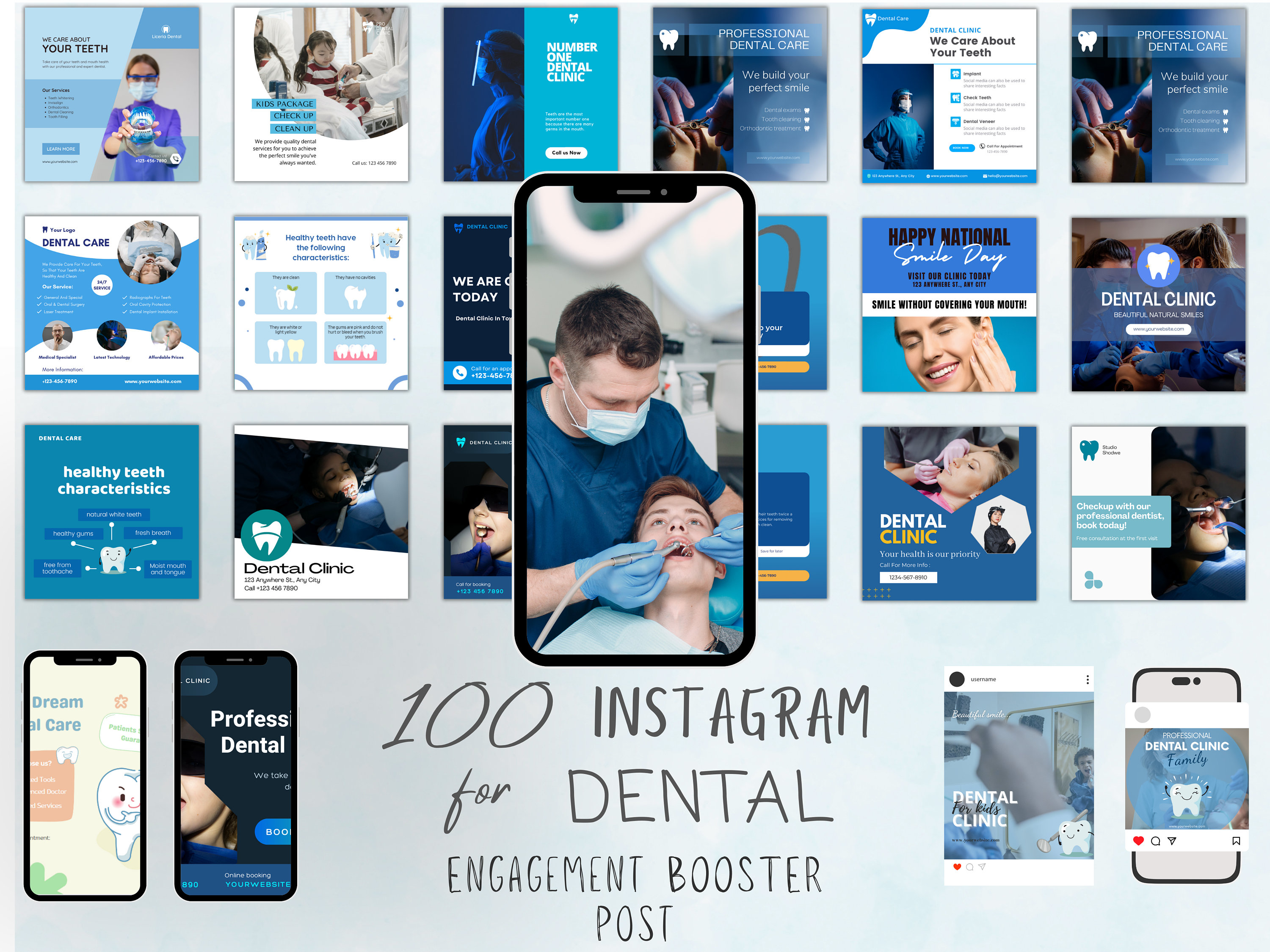 100 Instagram Post Templates for Dentists Dental Practice Instagram ...