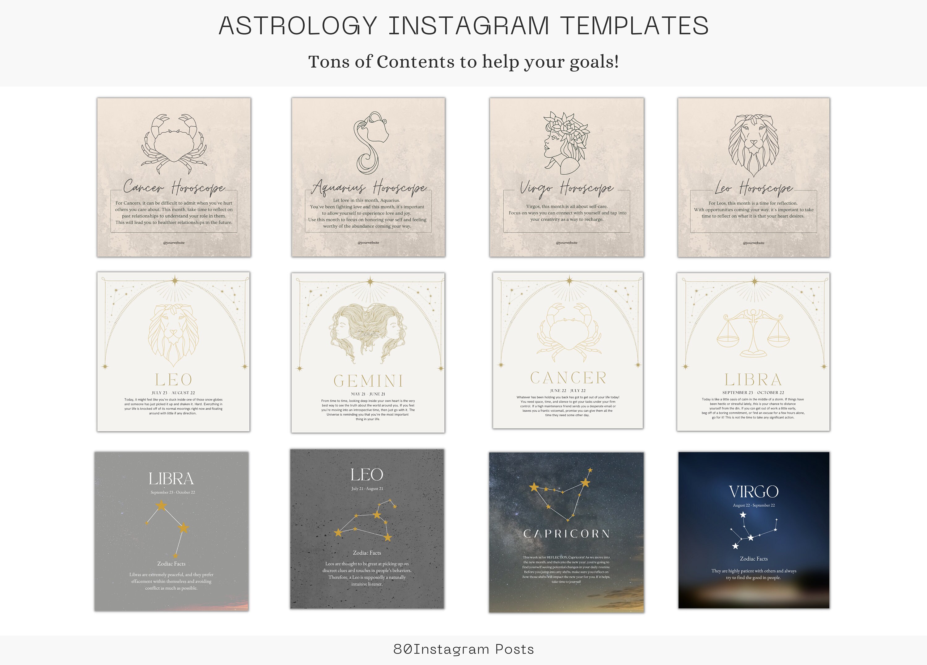 Celestial Instagram Post Templates Engagement Booster Spiritual ...