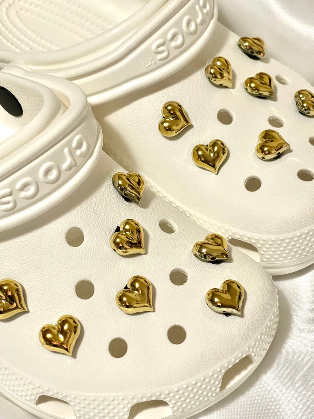 Heart Croc Charms Gold Croc Charms Valentine's Day Jibbitz Bridesmaids ...