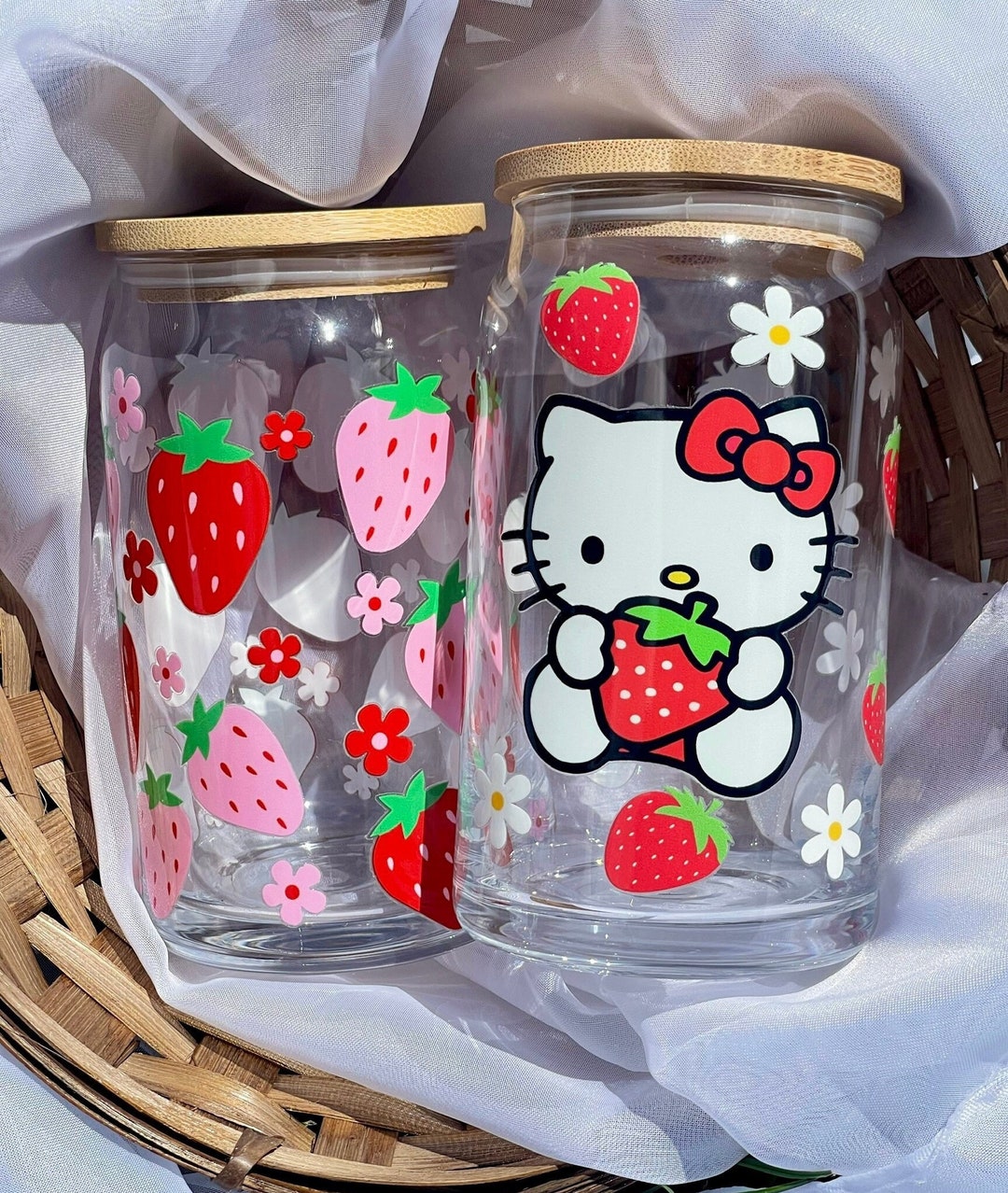 Hello Kitty Strawberry Glass Cup Strawberry Glass Cup Coquette Glass ...