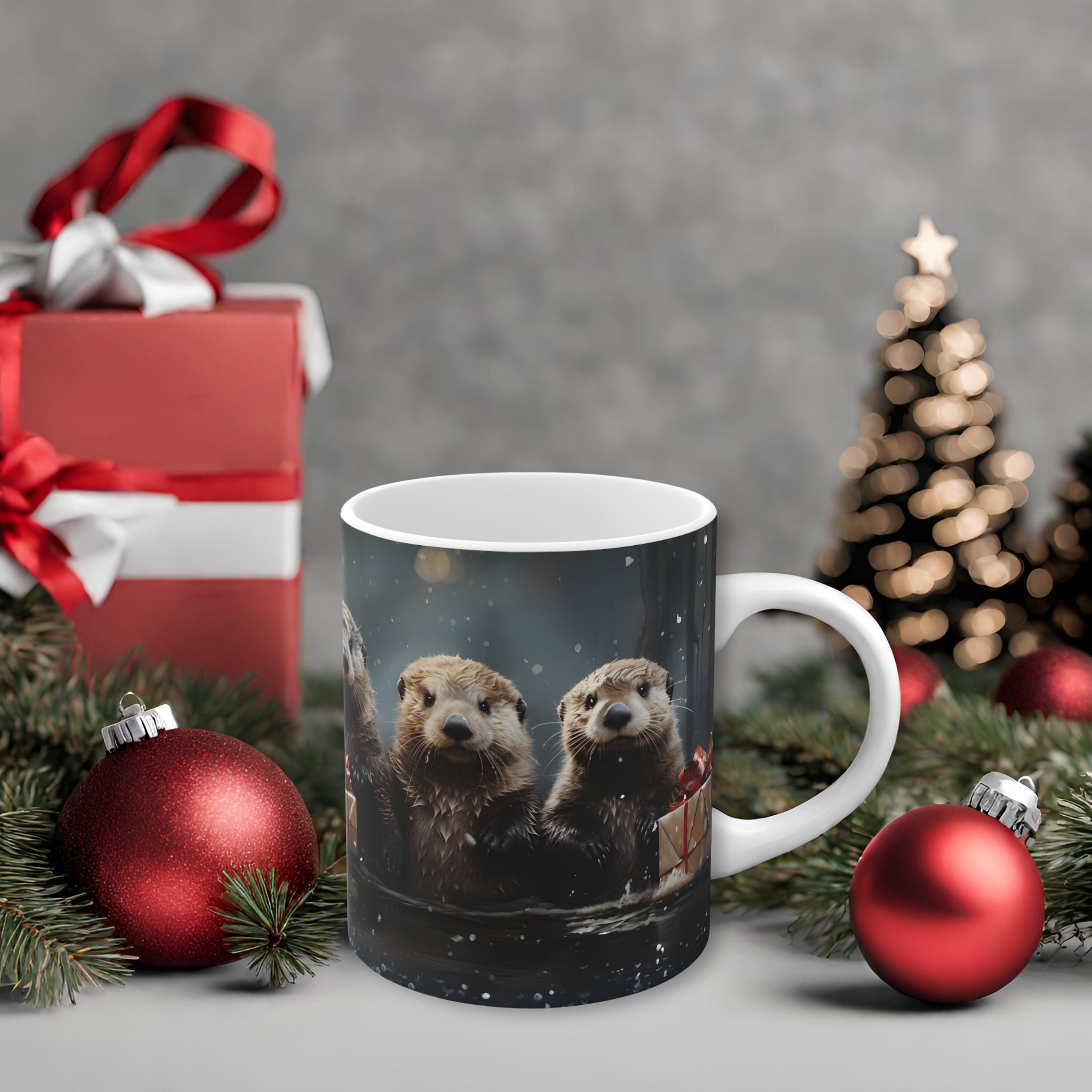 Cute Otters Mug Animal Mug, Fun Mug, Christmas Mug, Cute Mug, Custom ...