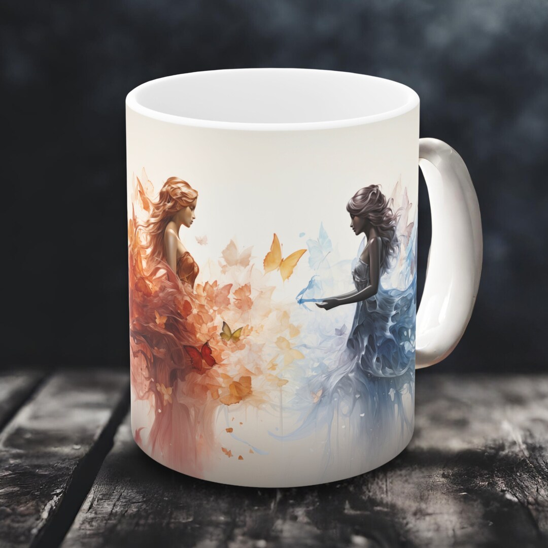 Fire and Ice Fairy Couple Mug Fantasy Mug, Fun Mug, Magical Mug, Gift ...