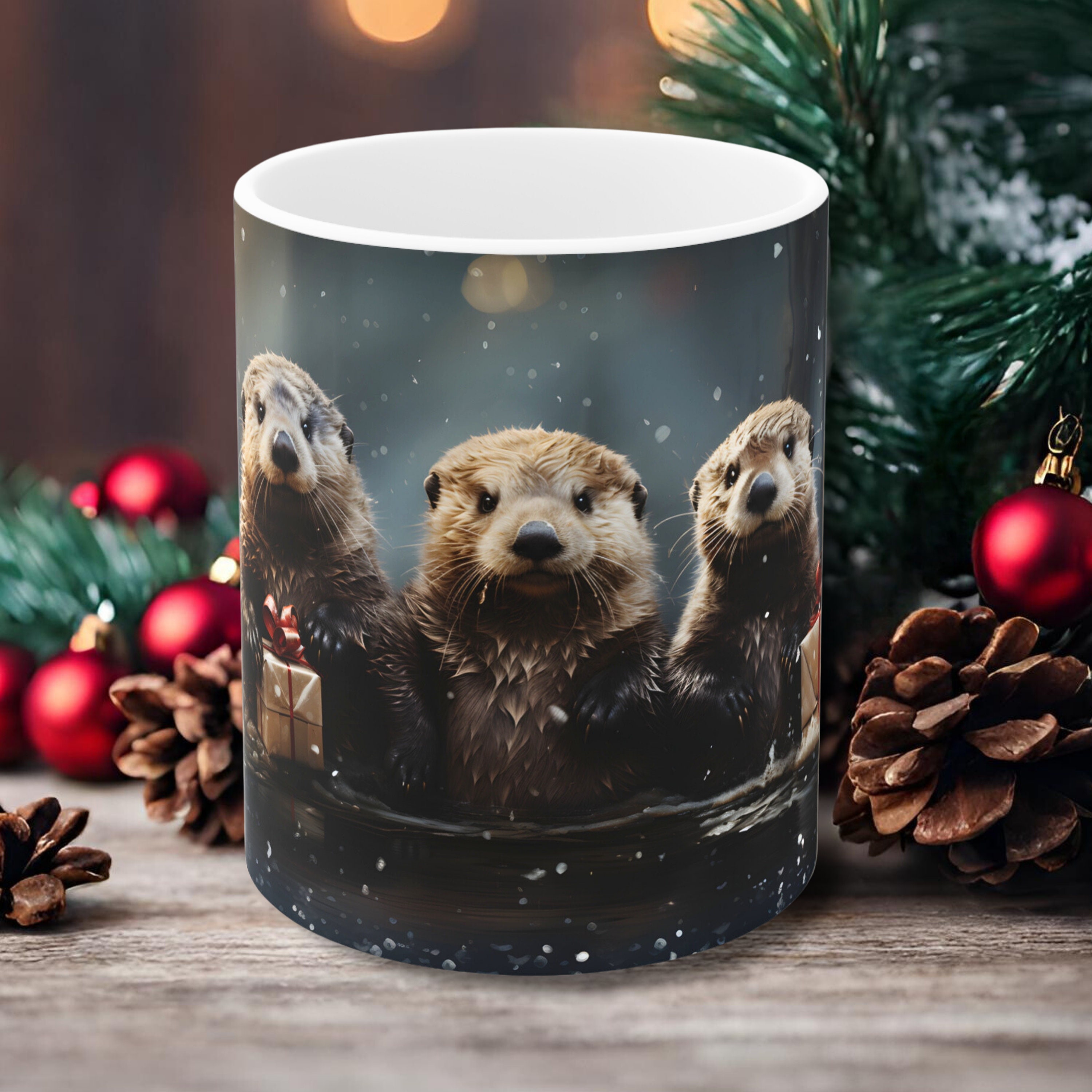 Cute Otters Mug Animal Mug, Fun Mug, Christmas Mug, Cute Mug, Custom ...