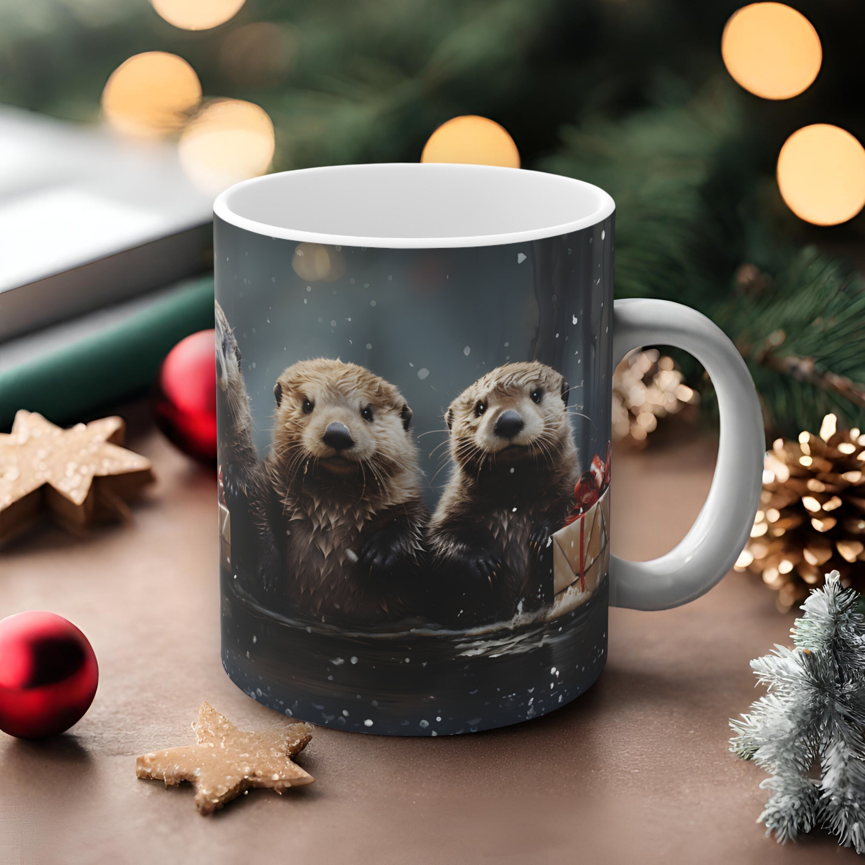 Cute Otters Mug Animal Mug, Fun Mug, Christmas Mug, Cute Mug, Custom ...