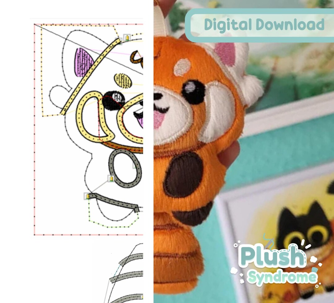 ITH Machine Embroidery Plush Keychain Pattern - Red Panda ...