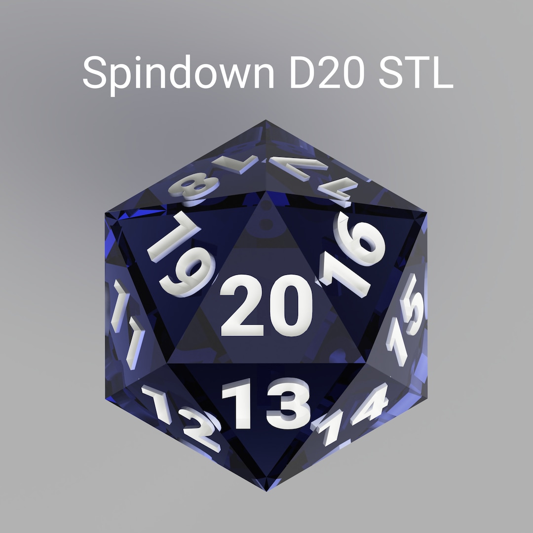 Spindown D20 STL Files: Pre-supported Dice Master (roboto Black Font ...