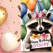 Printable Raccoon Birthday Card,cute Animals Birthday Card, Digital ...