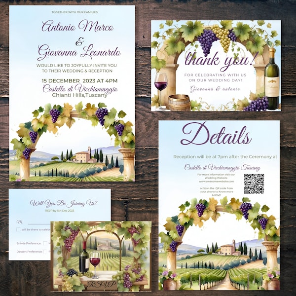 Vineyard Wedding Invitation Set - Etsy
